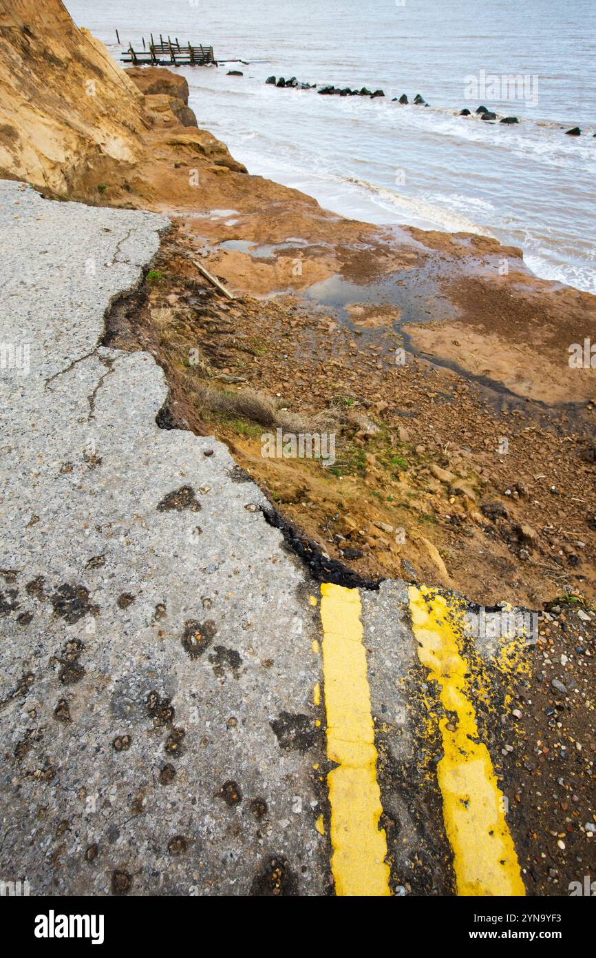 Eroded, broken road on coastline of North Sea Stock Photo - Alamy