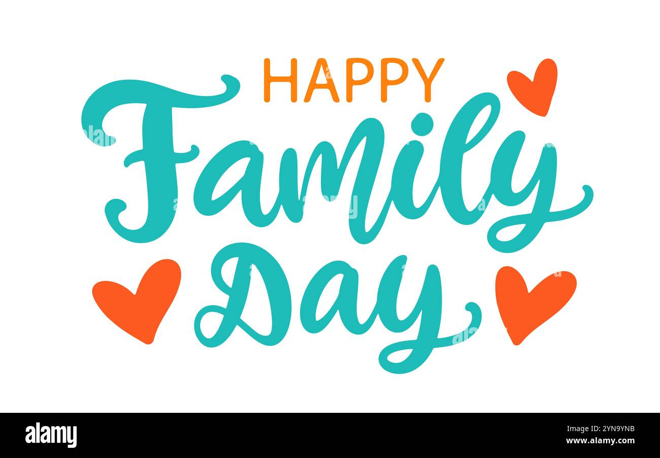 Happy Family Day Hand Lettering Banner Typography Stock Vector Image ...