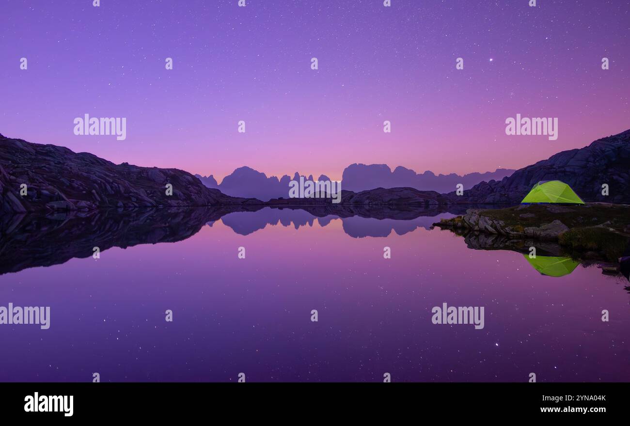 An incredible morning twilight at Lago Nero, Dolomites Stock Photo - Alamy