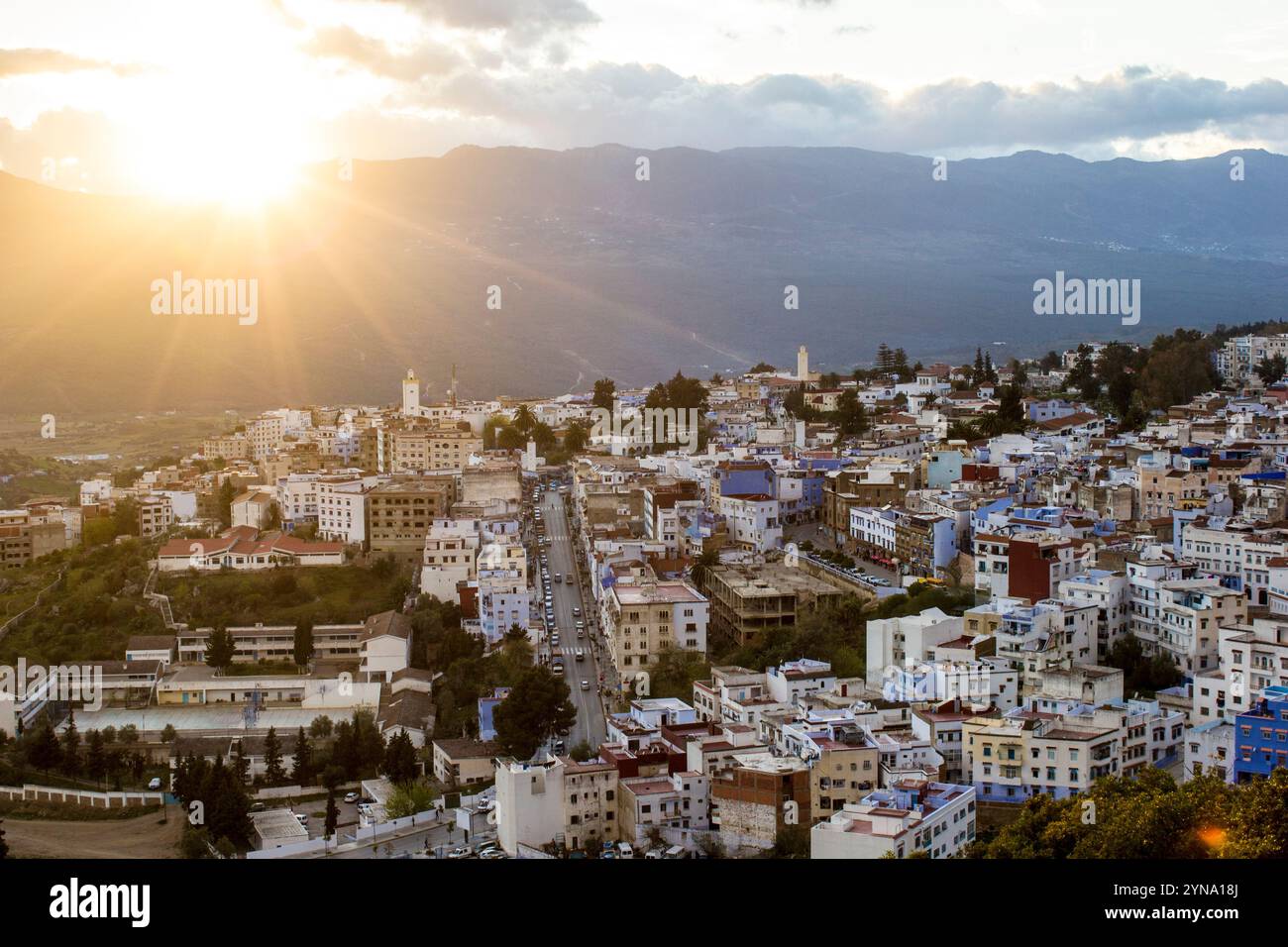 Sunset over Chefchaouen Stock Photo - Alamy