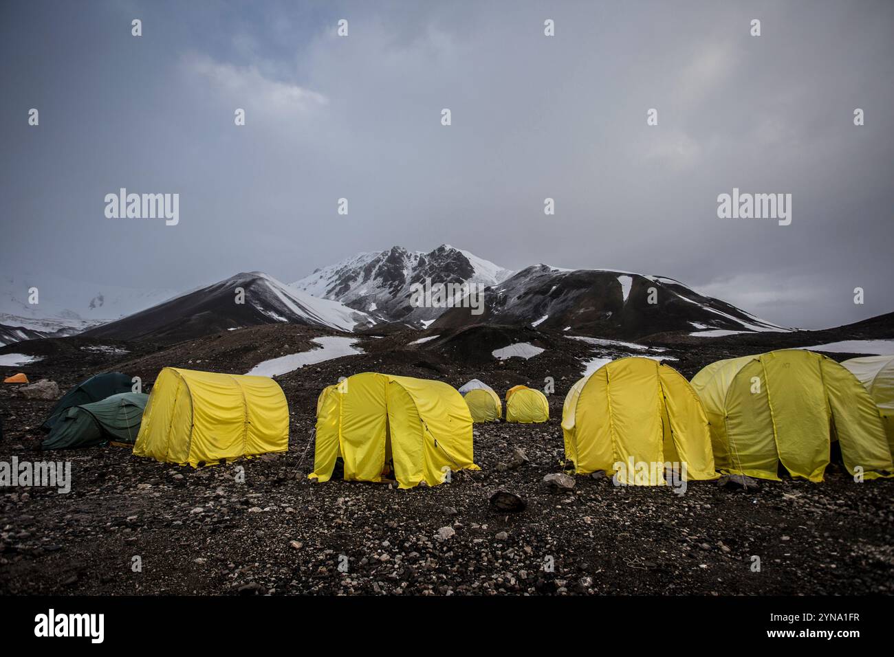 Advanced basecamp of Lenin Peak Stock Photo - Alamy