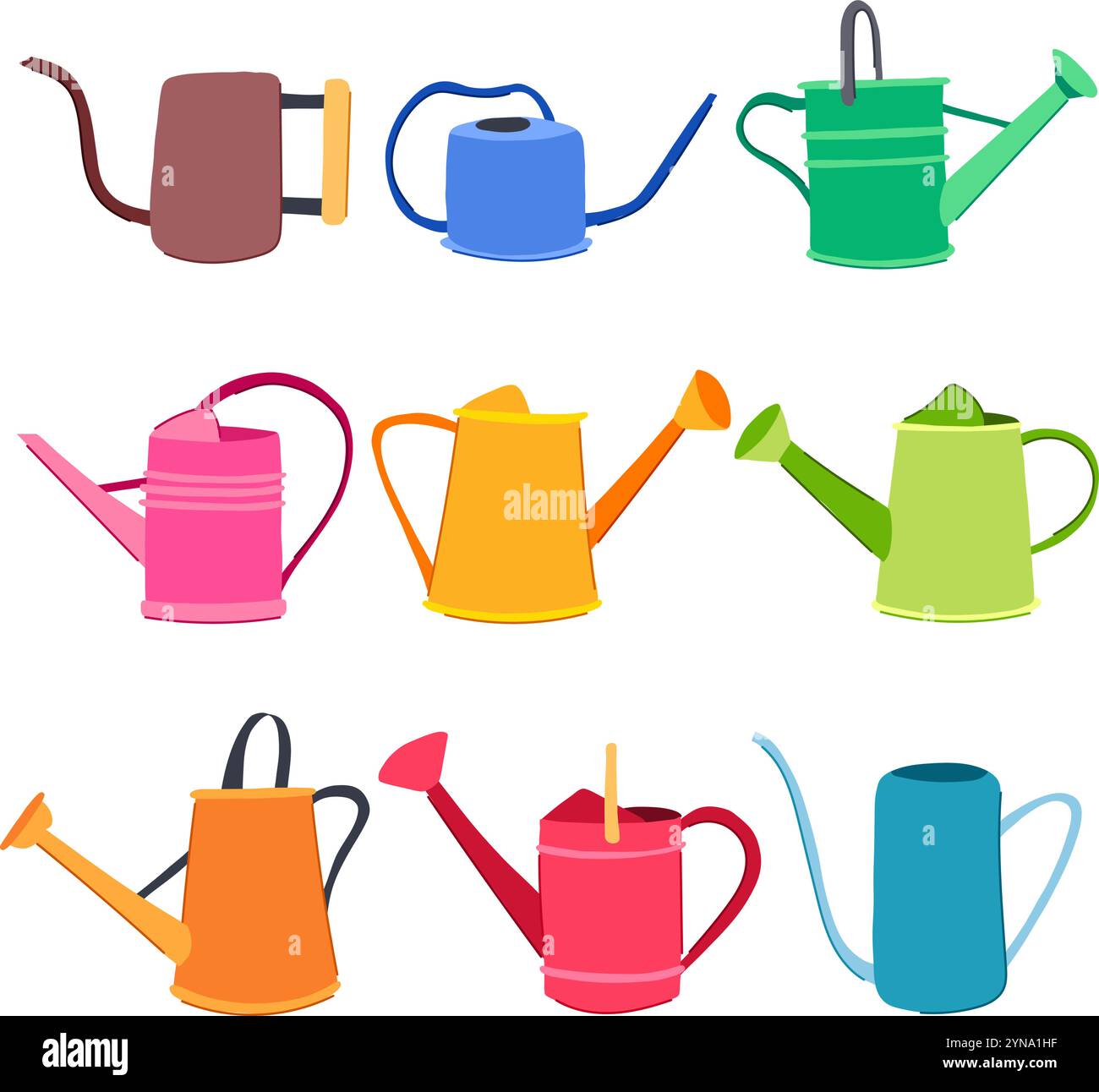 watering can metal set cartoon vector illustration Stock Vector Image ...