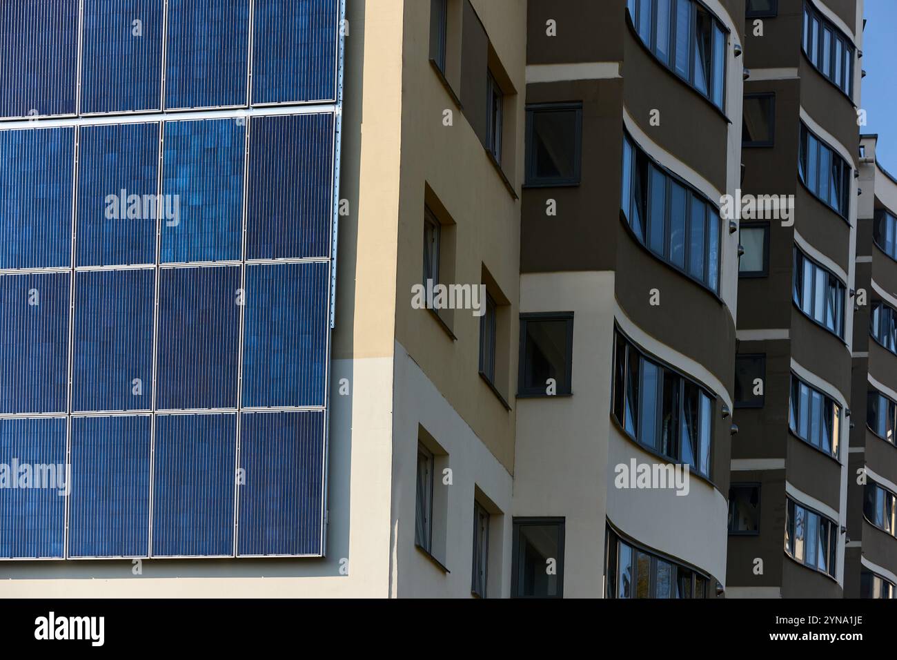 Many solar panels texture with copyspace. Building with lots of solar ...