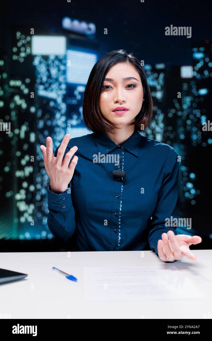 Journalist reporting from studio hi-res stock photography and images ...