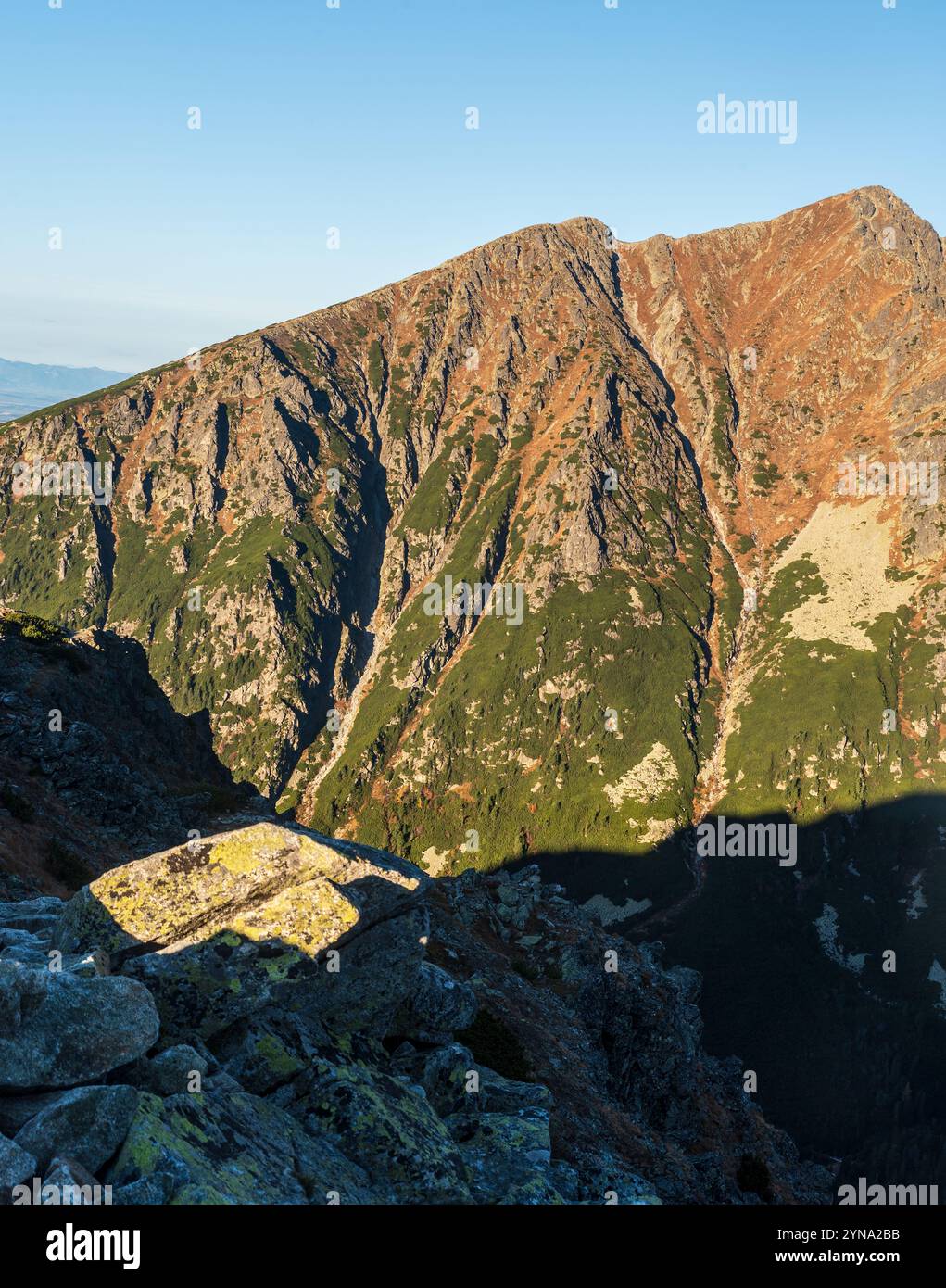 Patria and Mala Basta mountain peaks from Ostrva hill in High Tatras ...