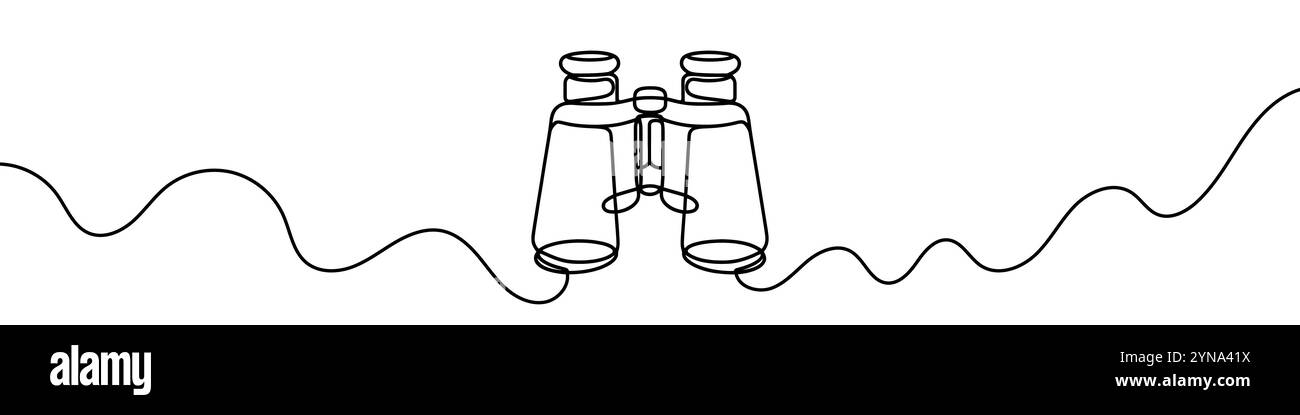 Minimalist vector illustration depicting a pair of binoculars, drawn ...