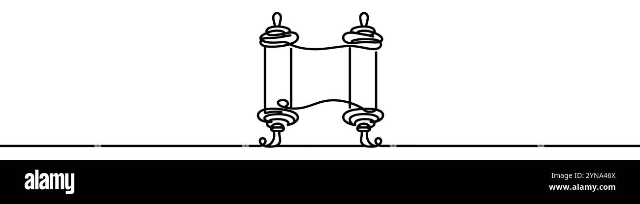 One continuous line illustration of a scroll, isolated on white ...