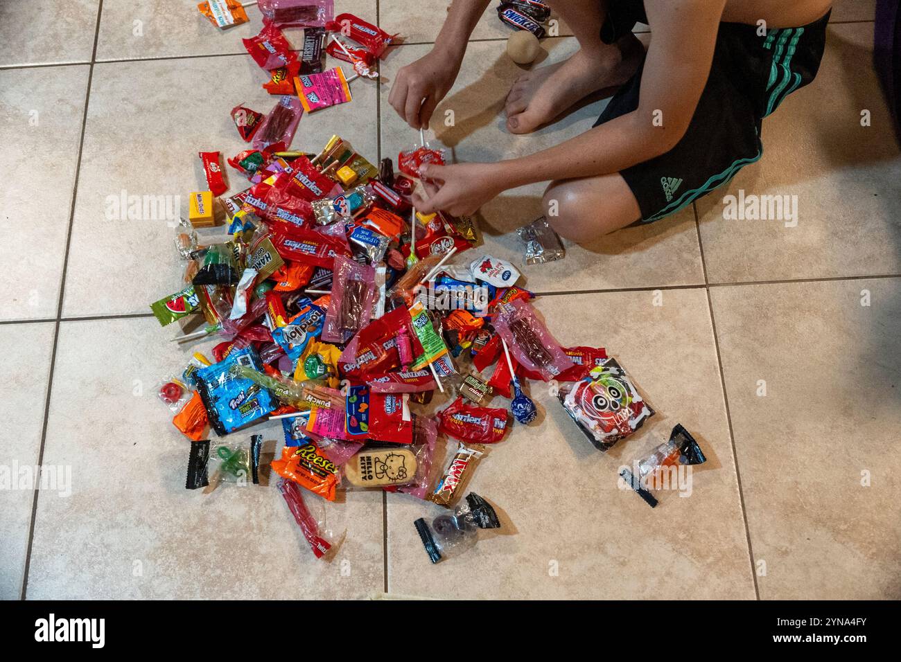 halloween night, trick or treating together Stock Photo - Alamy