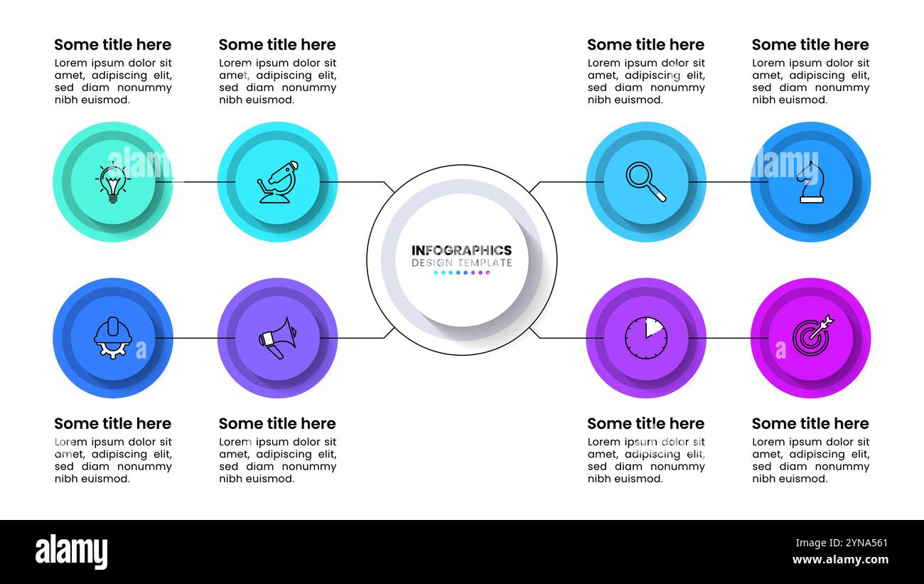 Infographic template with icons and 8 options or steps. Connected ...