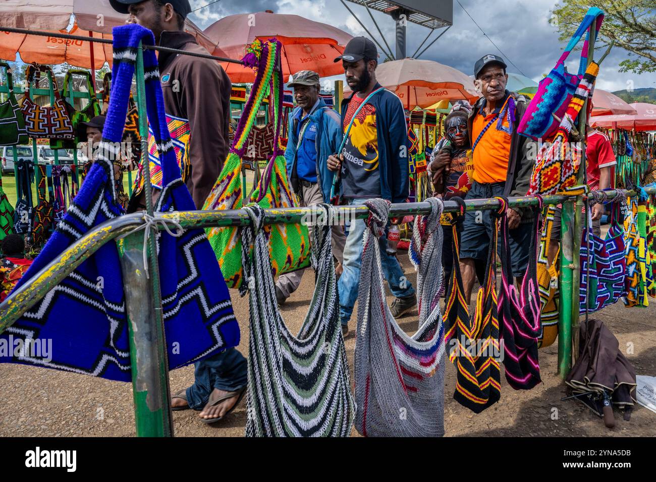 Papua New Guinea, Eastern Highlands Province, Goroka, traditional bags ...