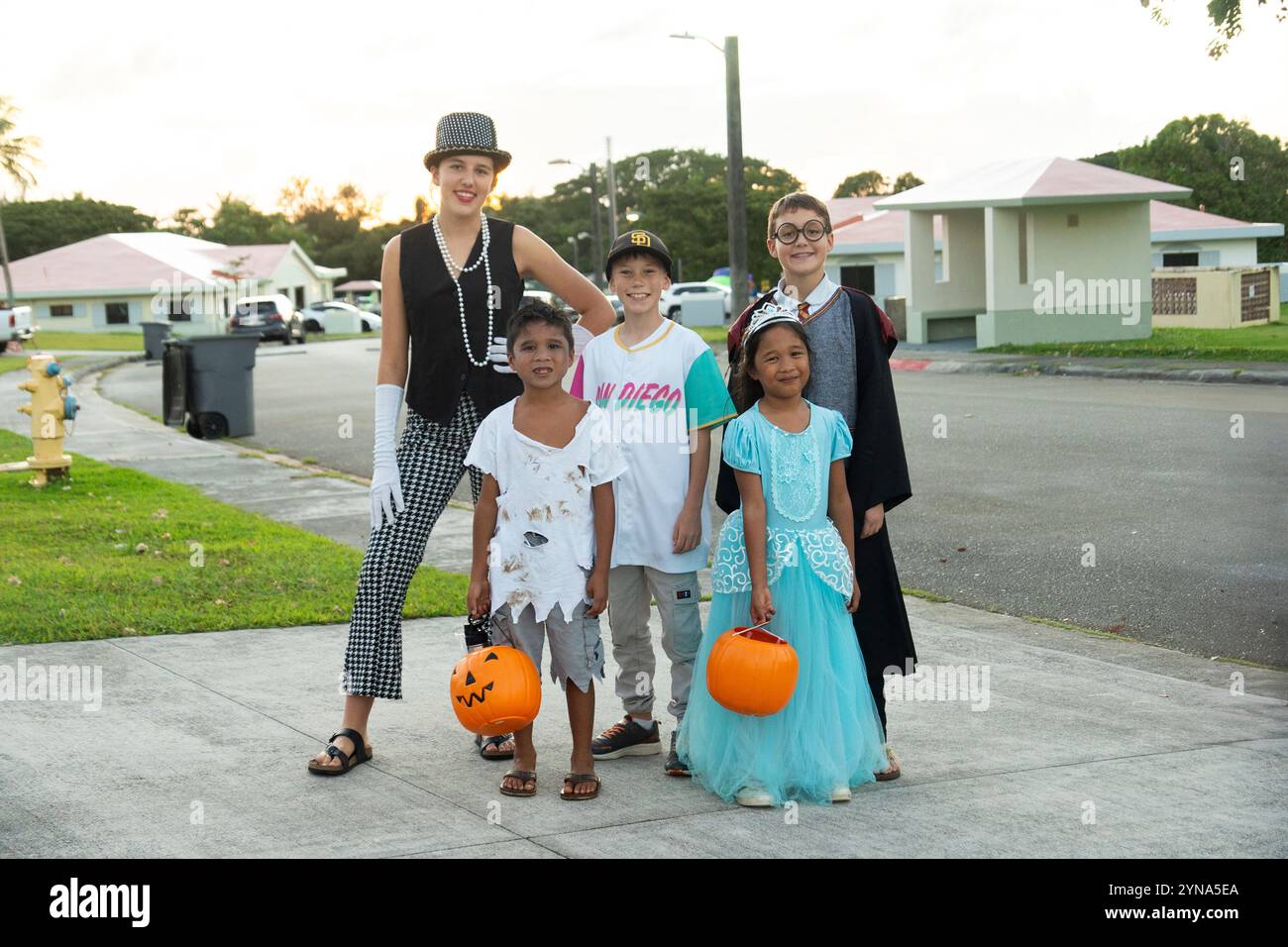 halloween night, trick or treating together Stock Photo - Alamy