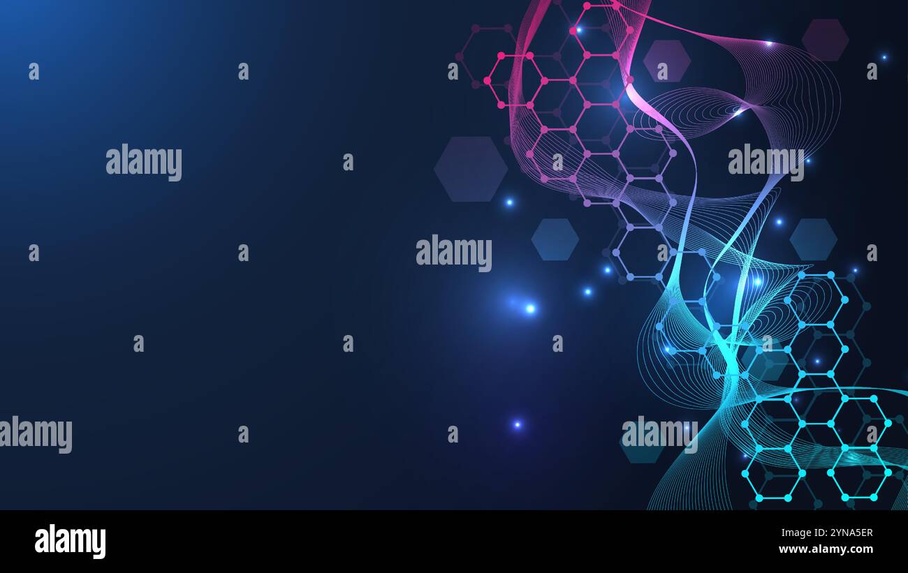 Abstract technology connect background lines and dots with hexagons ...