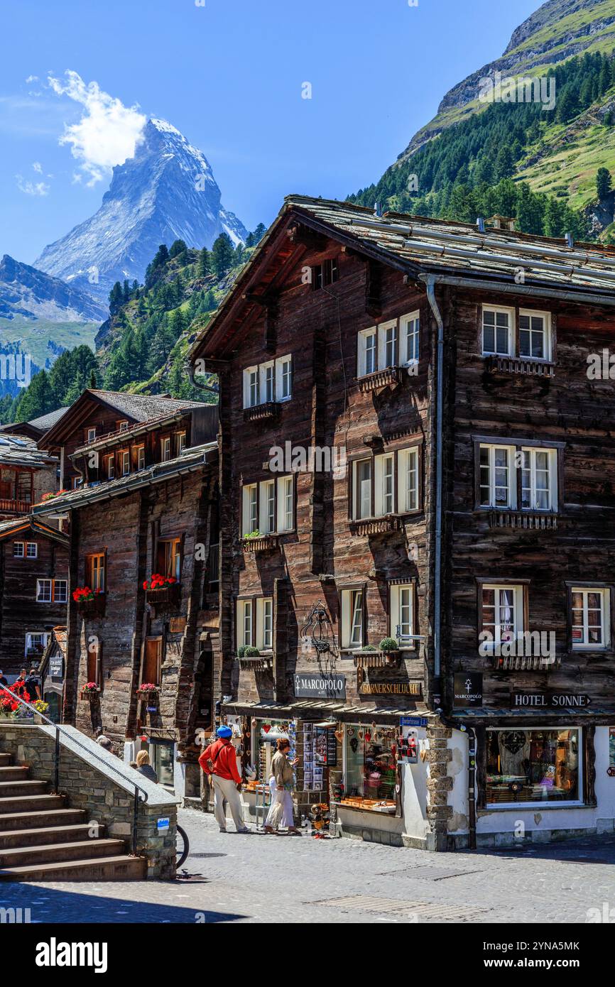 Switzerland, Canton of Valais, Zermatt, the village, the Matterhorn ...