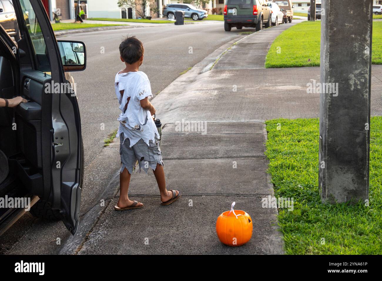 halloween night, trick or treating together Stock Photo - Alamy