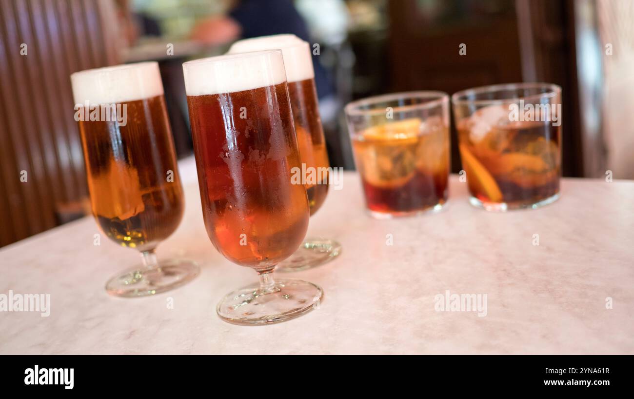 Beer Glass at Public Bar, Spain, Europe Stock Photo - Alamy