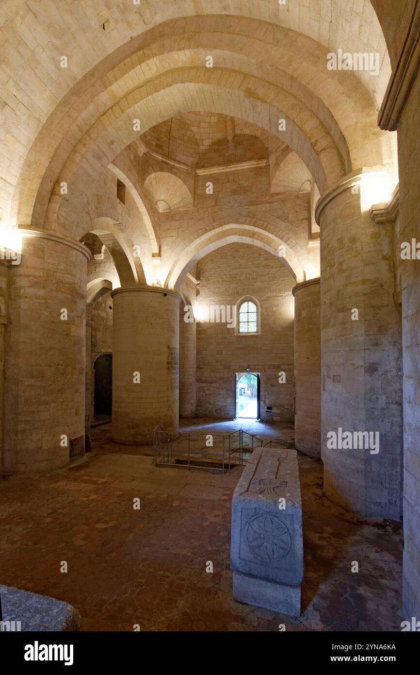 France, Bouches du Rhone, Arles, Les Alyscamps, historic cemetery of ...