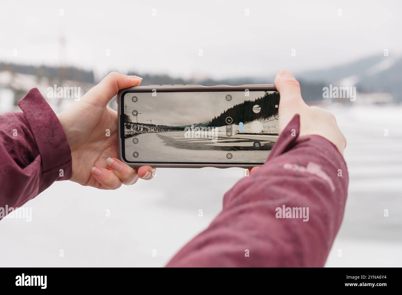Capturing a Winter Landscape Through a Smartphone Lens Stock Photo - Alamy