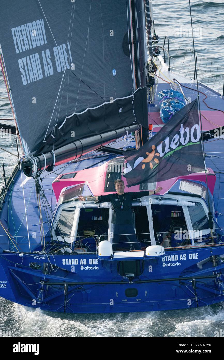 France, Vendee, Les Sables d'Olonne, start of the Vendee Globe, offshore with the IMOCA boats ...
