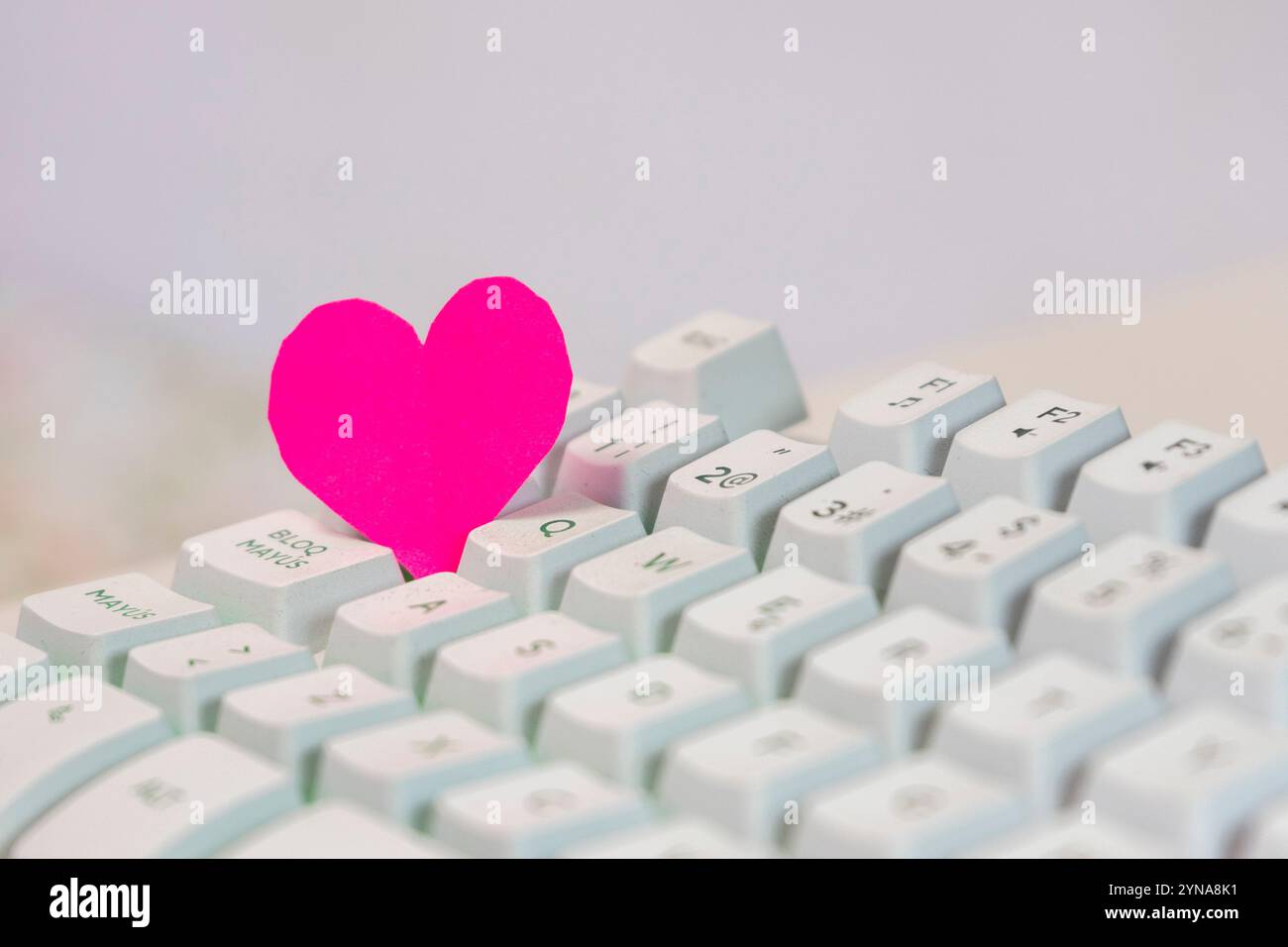 Pink paper heart on computer keyboard, valentine's day concept Stock ...