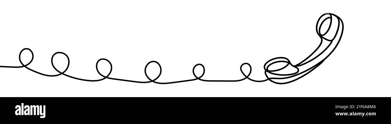 One continuous line illustration of a telephone receiver, isolated on ...