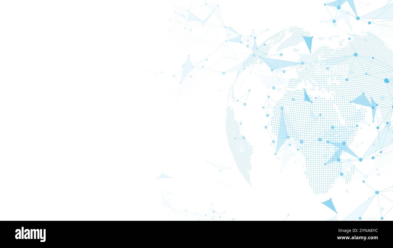 Global network connection banner design template. Header social network ...