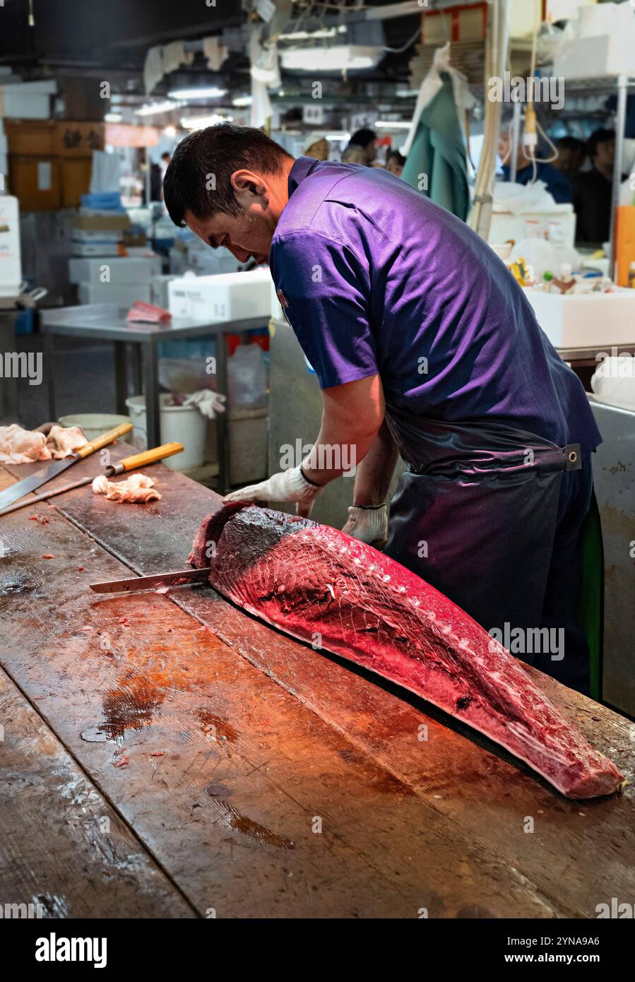 Japan, Honshu island, Kanto, Tokyo, local fish market, preparing and ...