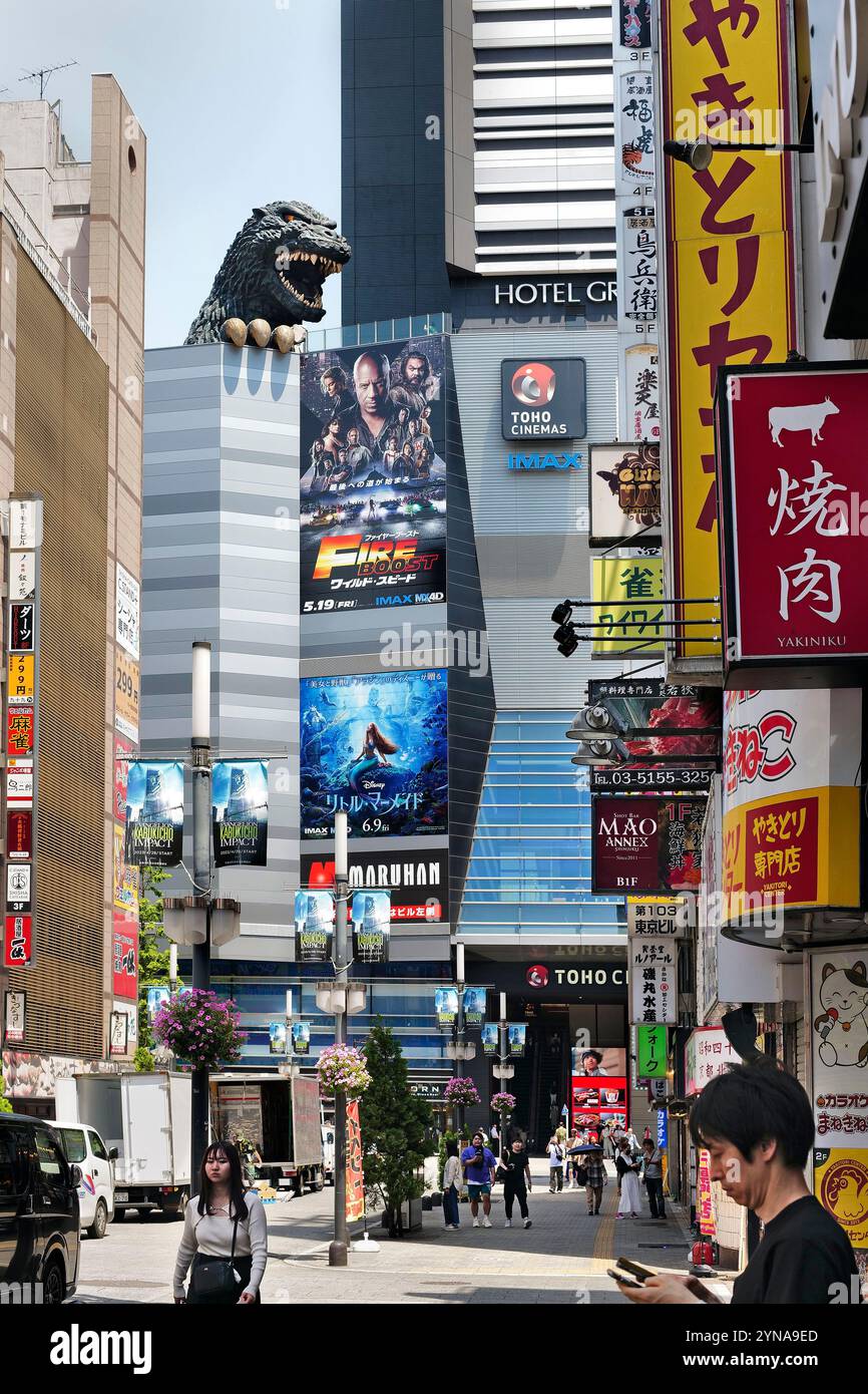 Japan, Honshu island, Kanto, Tokyo,manga statue, Godzilla, authors ...