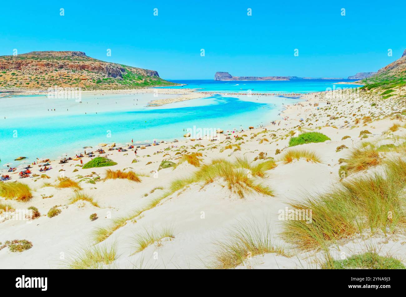 Greece, Crete, View of Balos bay, Gramvousa Peninsula, Chania Stock ...