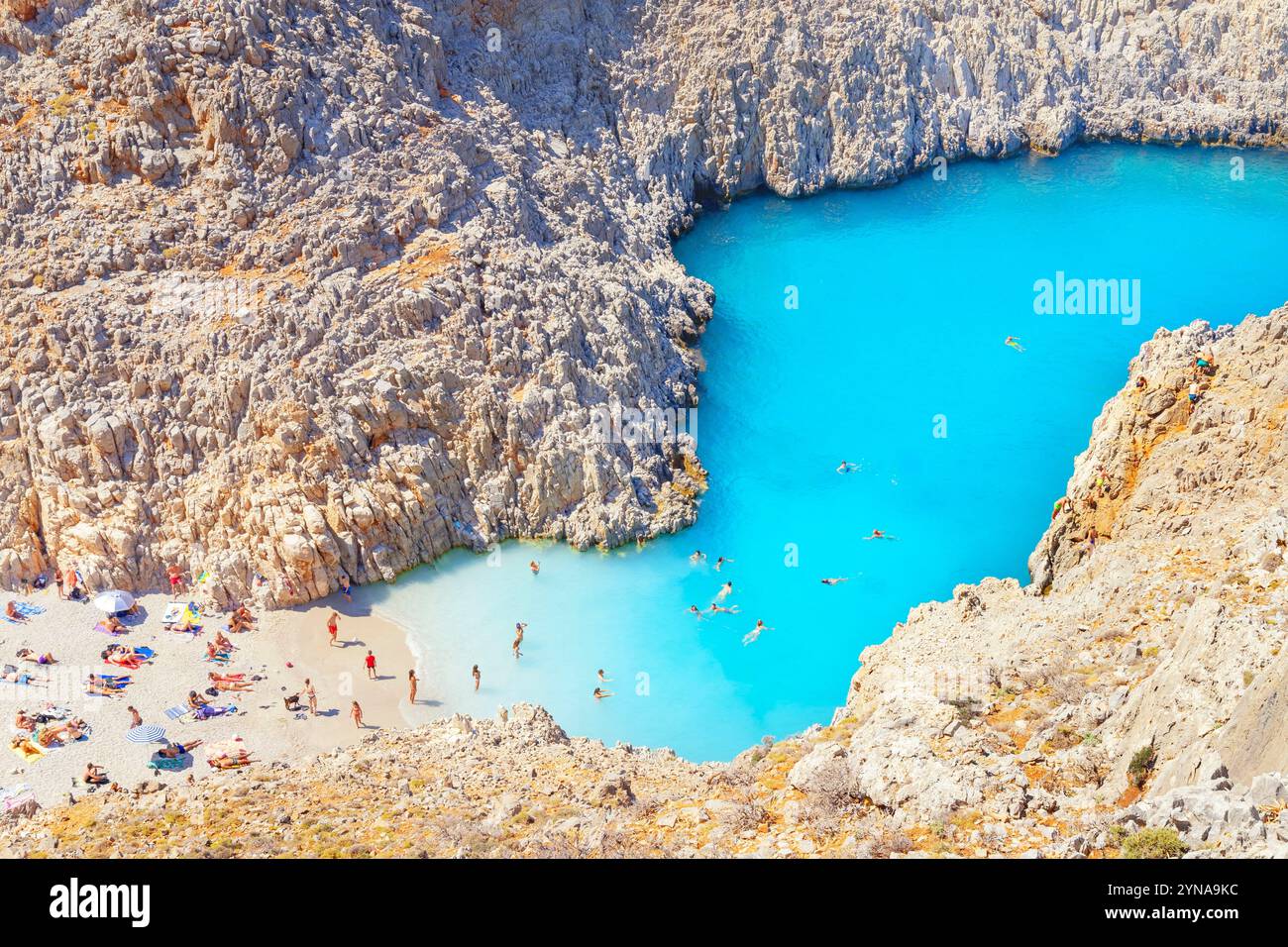 Greece, Crete, Seitan Limania beach, high angle view, Chania Stock ...