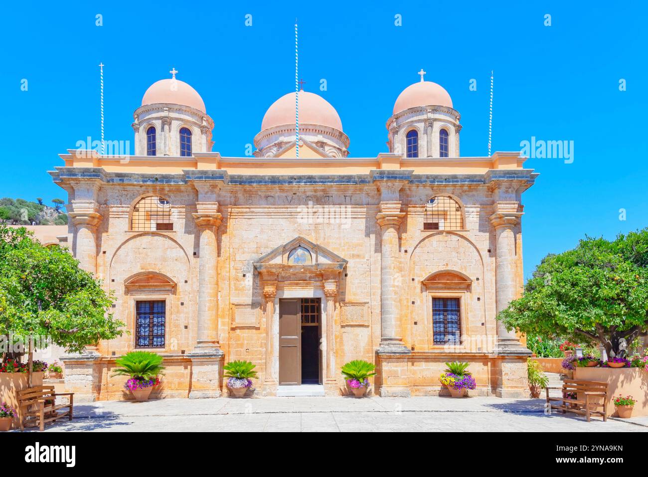 Greece, Crete, View of Agia Triada Monastery, Akrotiri Peninsula ...