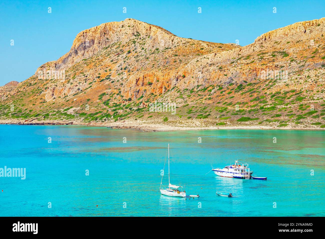 Greece, Crete, View of Balos bay, Gramvousa Peninsula, Chania Stock ...