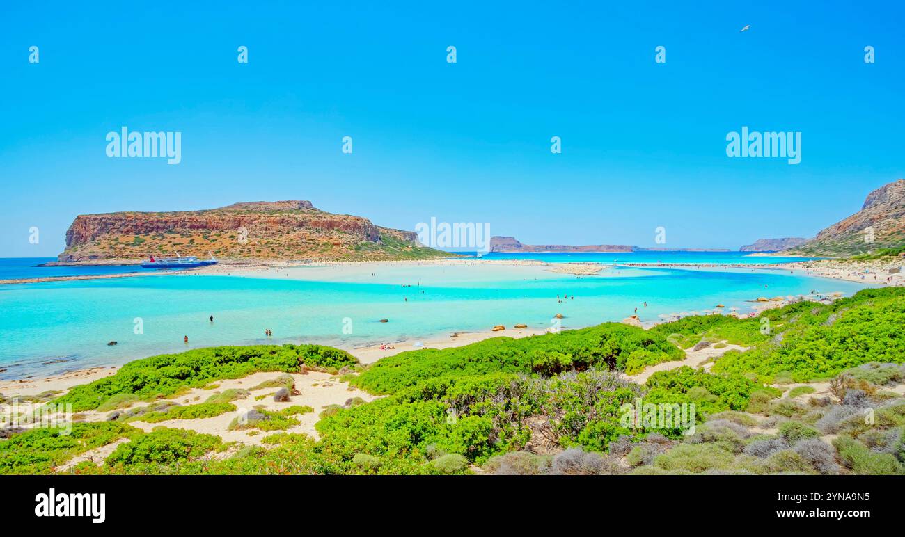Greece, Crete, View of Balos bay, Gramvousa Peninsula, Chania Stock ...