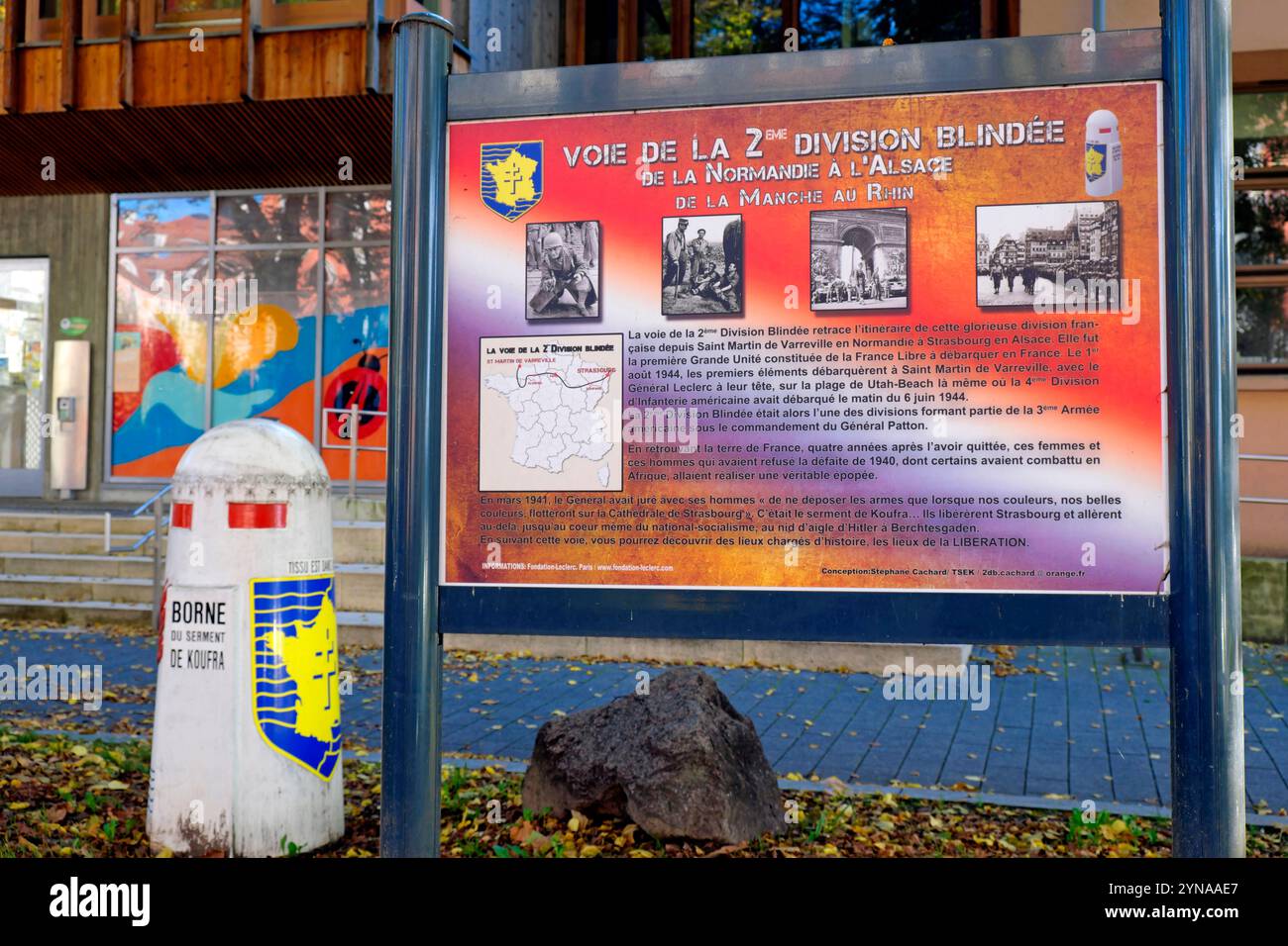 France, Bas Rhin, Strasbourg, Route du Rhin, panel and stone, the Route ...