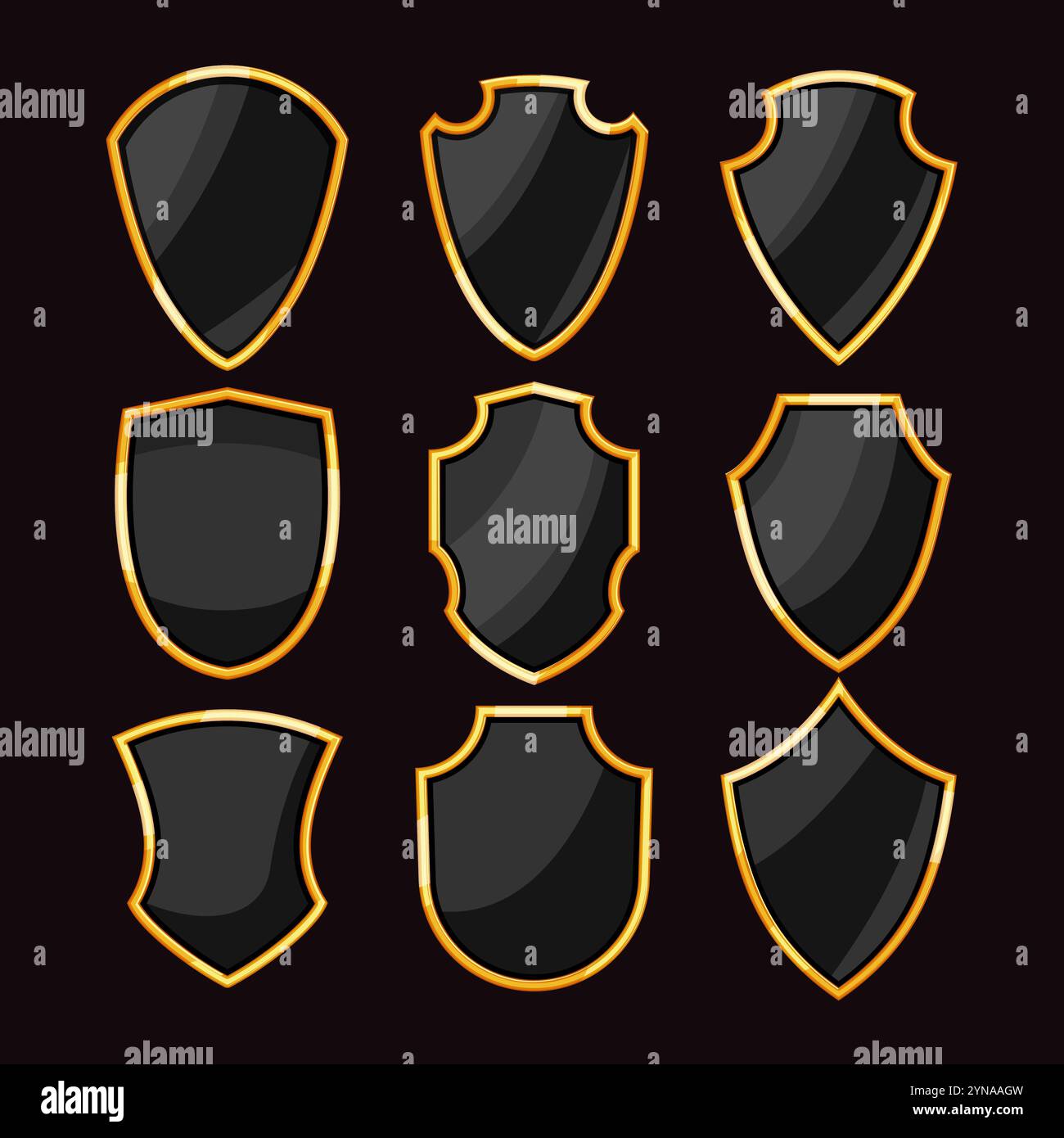 shield golden luxury set cartoon vector illustration Stock Vector Image ...