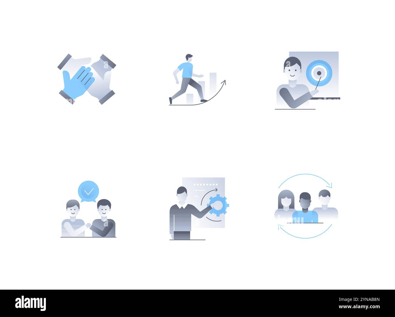 Achieving goals together - flat design style icons set Stock Vector ...