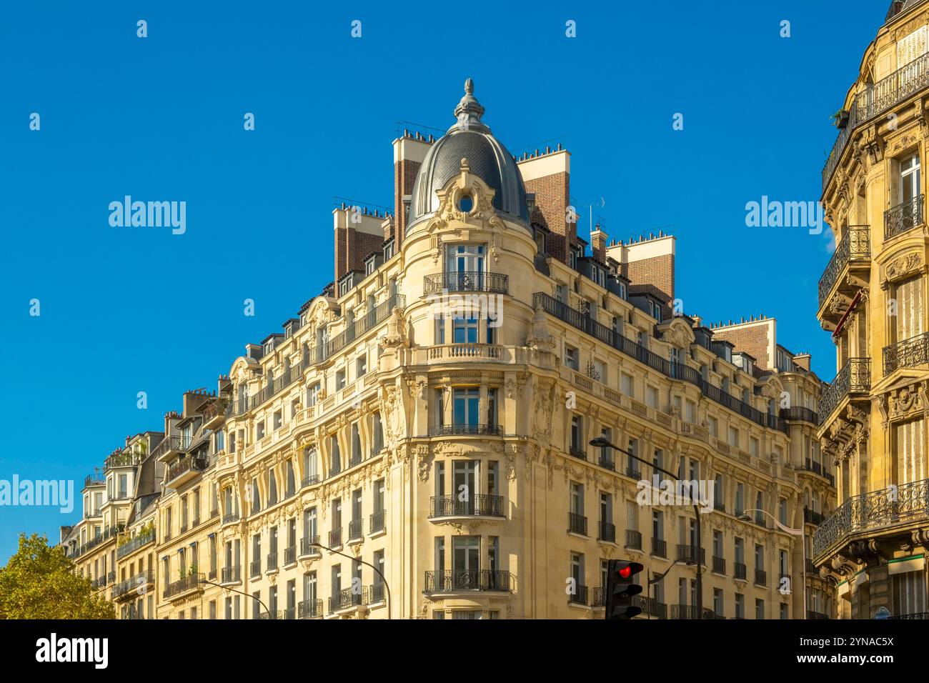France, Paris, Haussmann building in front of Parc Monceau Stock Photo ...