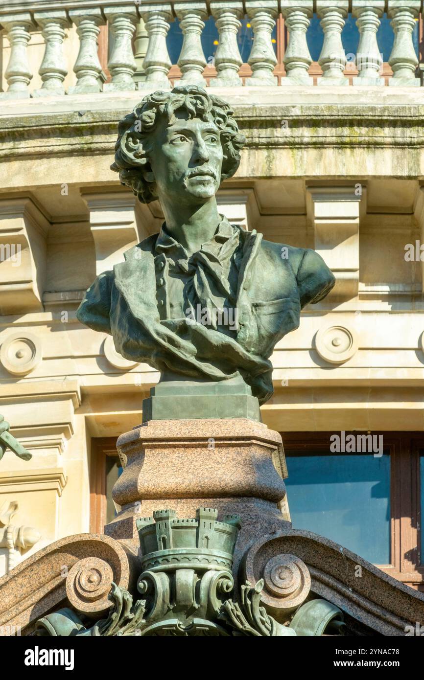 France, Paris, the Opera Garnier, bust of the architect Charles Garnier ...