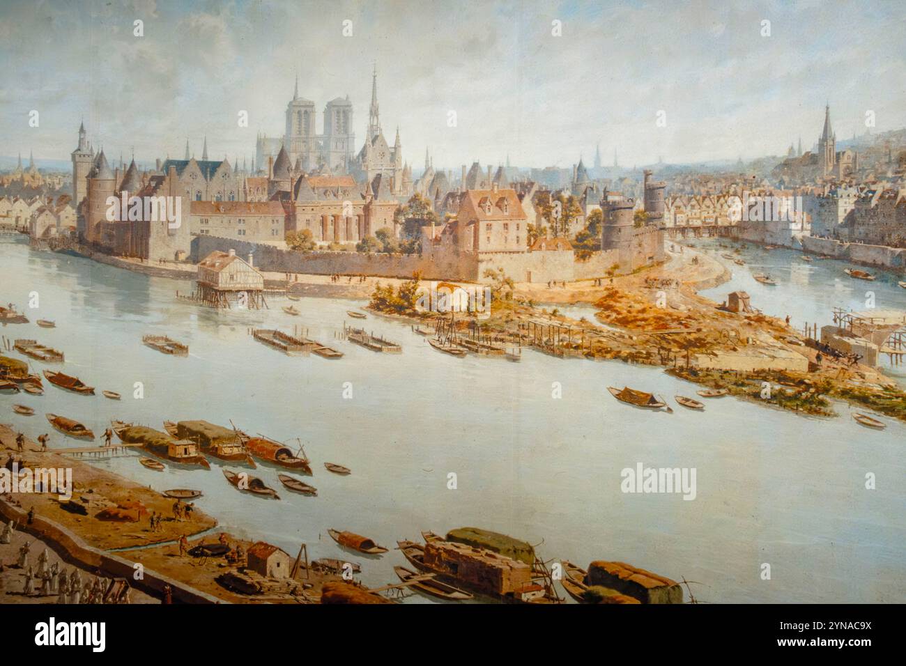 France, Paris, Notre Dame de Paris, the archaeological crypt, panoramic ...