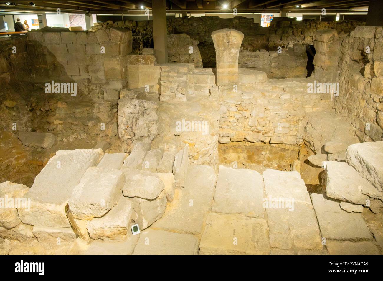 France, Paris, Notre Dame de Paris, the archaeological crypt, stone ...