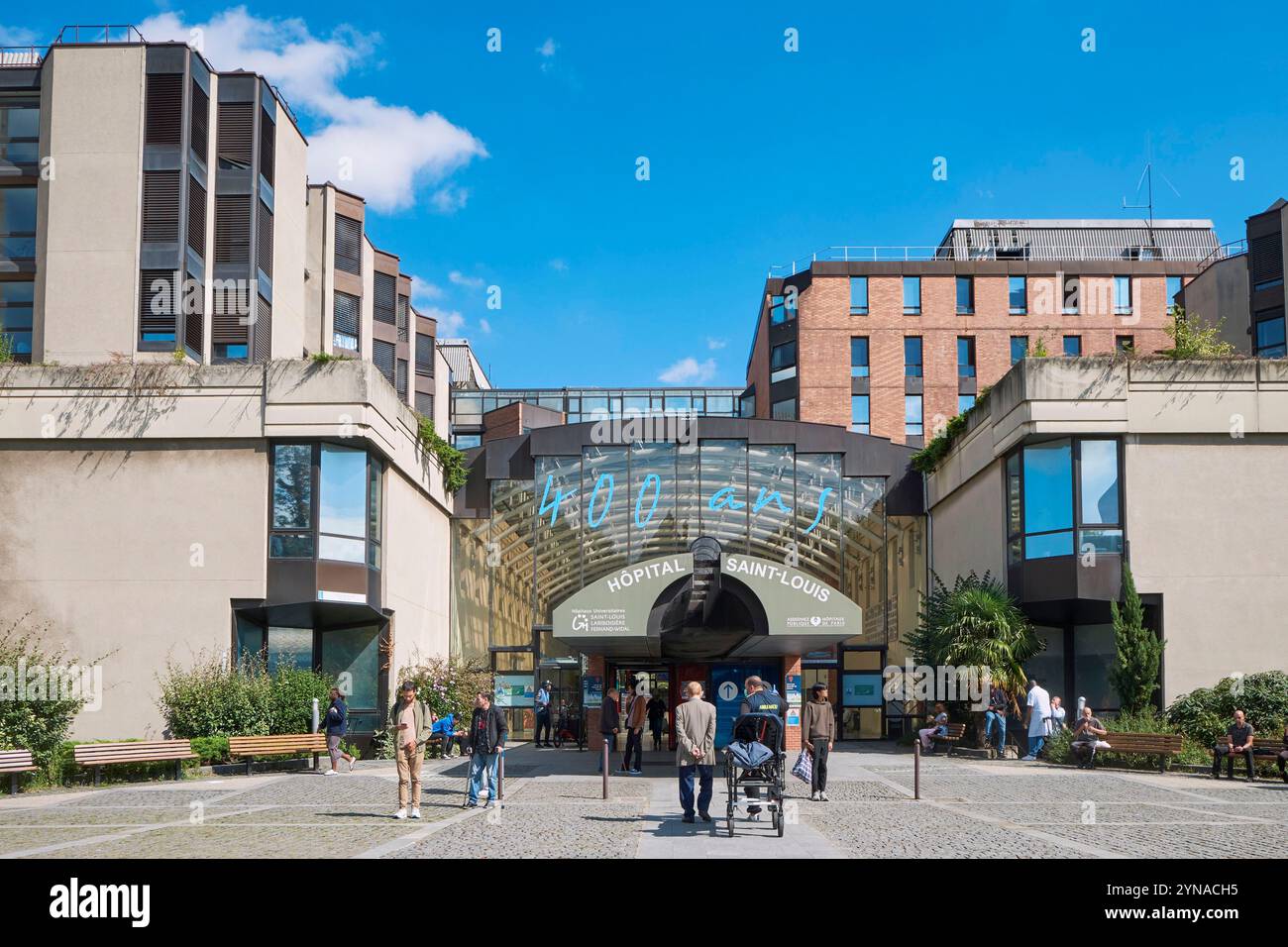 France, Paris, Saint Louis Hospital, the entrance of the new university ...