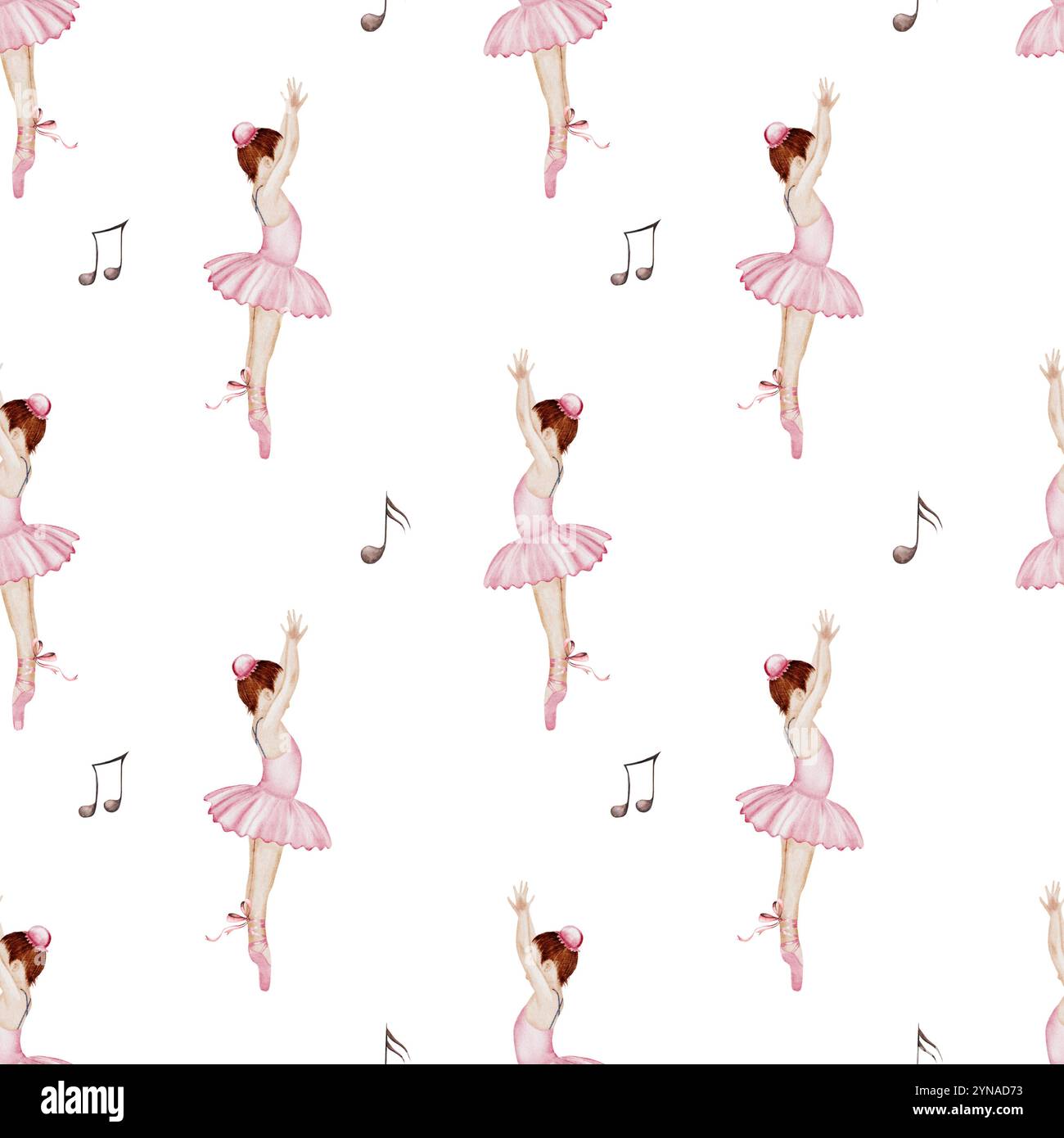 Ballet watercolor pattern. Little ballerina. Hand drawn seamless ...