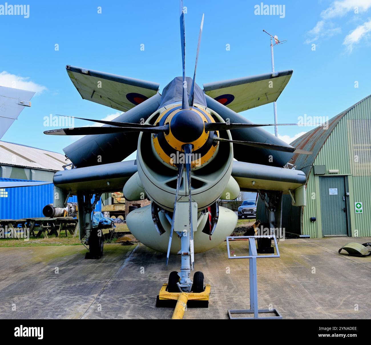 Fairey Gannet anti submarine Royal Navy aircraft with wings folded at ...