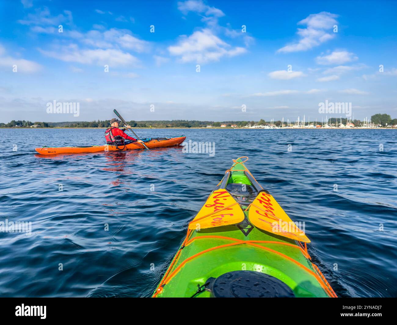 Denmark, Fionie, Falsled, kayaking around Vigø Island, in the Unesco ...