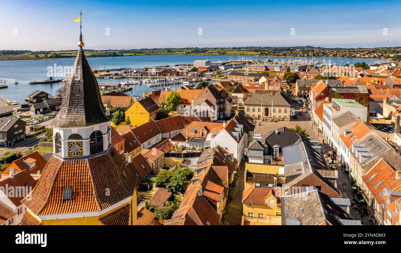 Denmark, Fionie, Fåborg, bell tower of the Church of the Holy Spirit ...