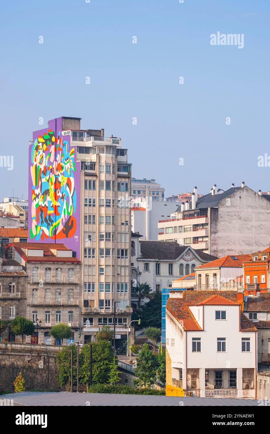 Spain, Galicia, Vigo, panorama from the Vialia Vigo Station shopping ...