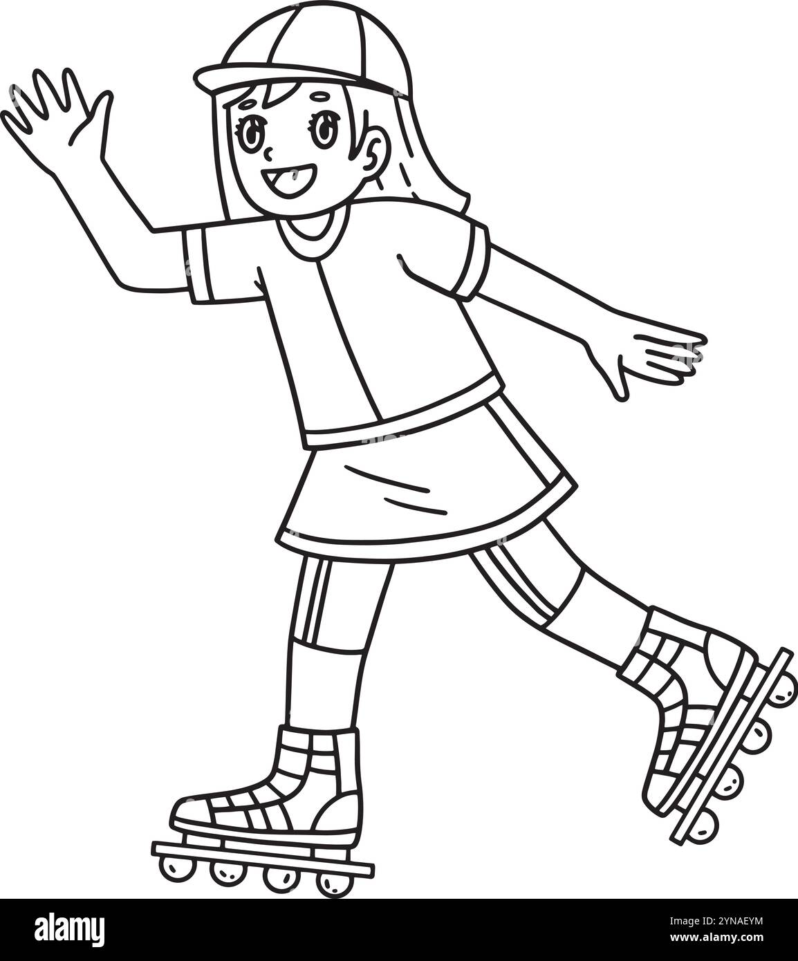 Inline Skating Girl Isolated Coloring Page Stock Vector Image & Art - Alamy