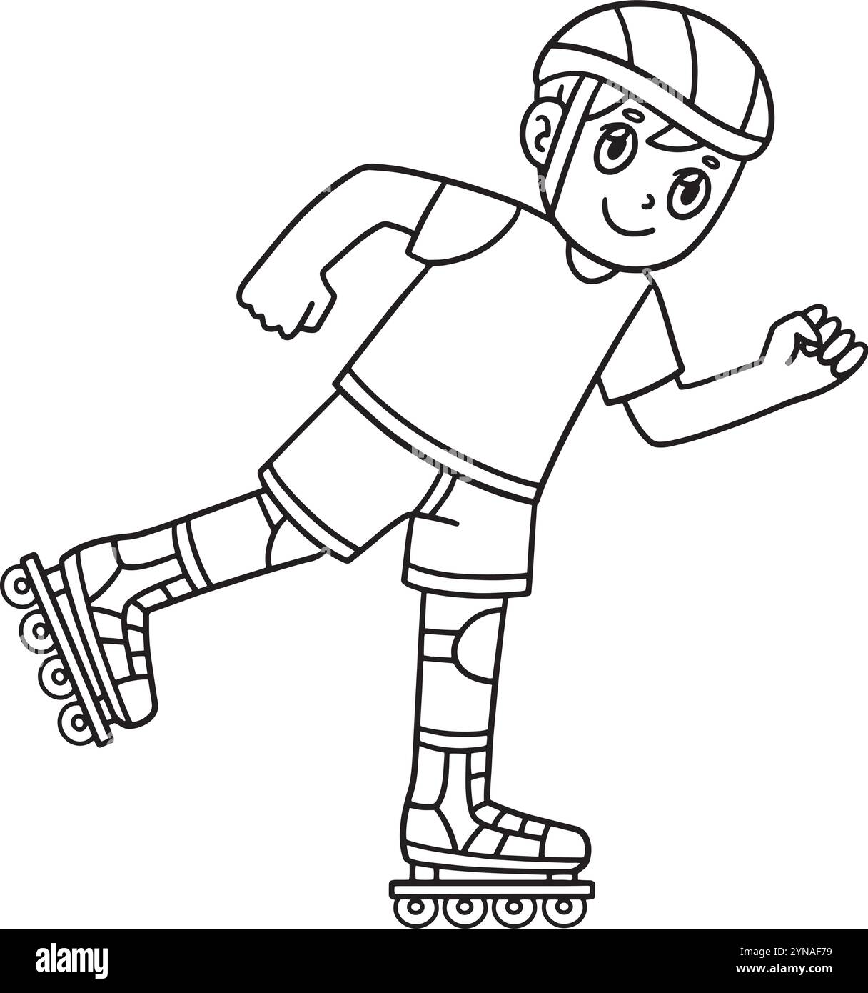 Inline Skating Boy Isolated Coloring Page for Kids Stock Vector Image ...
