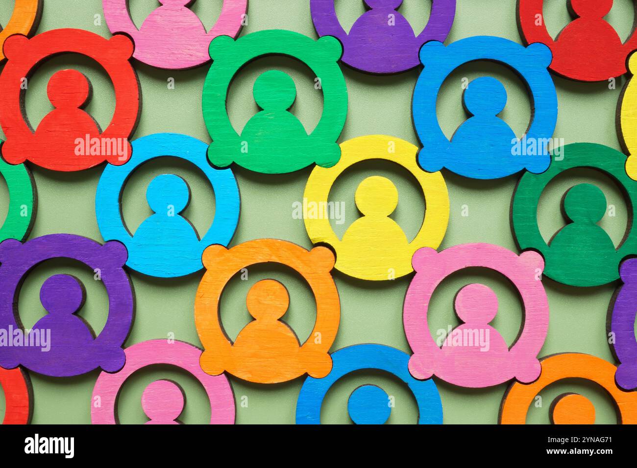 Connected colorful figures. Teamwork and collaboration Stock Photo - Alamy