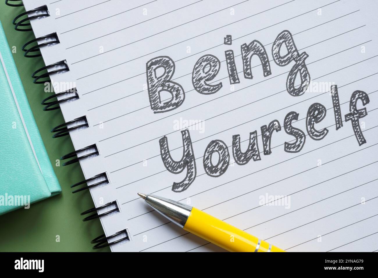 Being yourself handwritten in a notebook. Self-expression concept Stock ...