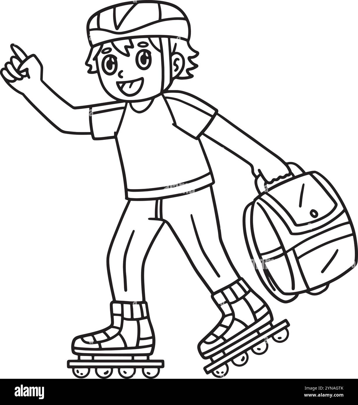 Inline Skater with School Bag Isolated Coloring Stock Vector Image ...